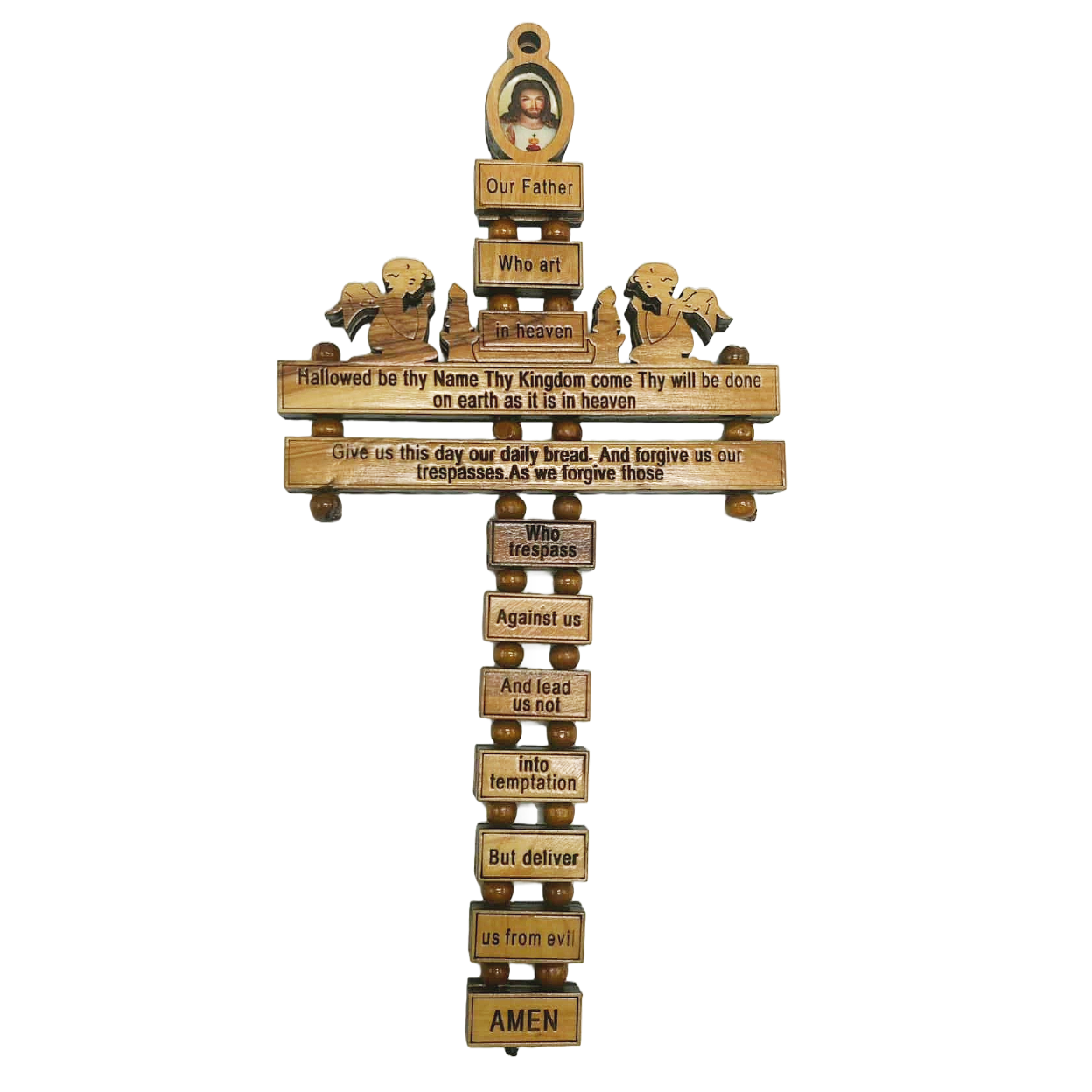 Olive Wood Cross With the Lord's Prayer Wall Cross – “Our Father” Pray ...